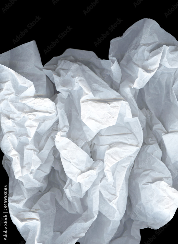 Large light elegant cloud of crumpled paper on a black background ...