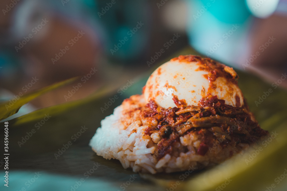 Food chili oil rice in Malaysia we call it Nasi Lemak. Stock Photo ...