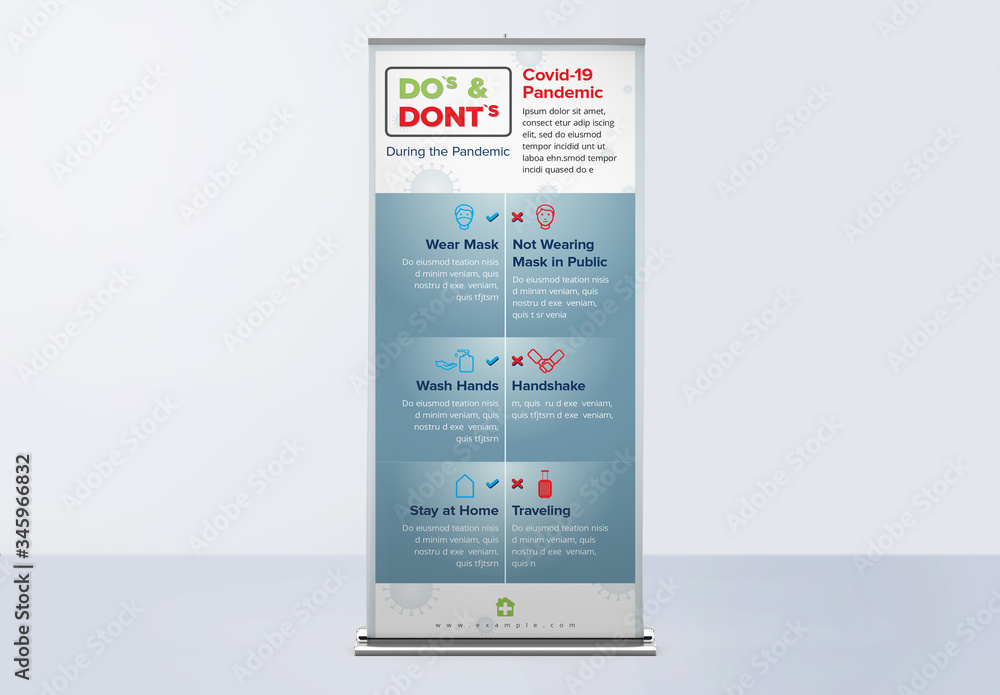 Covid-19 Roll Banner Layout with Do and Don't Information Stock ...