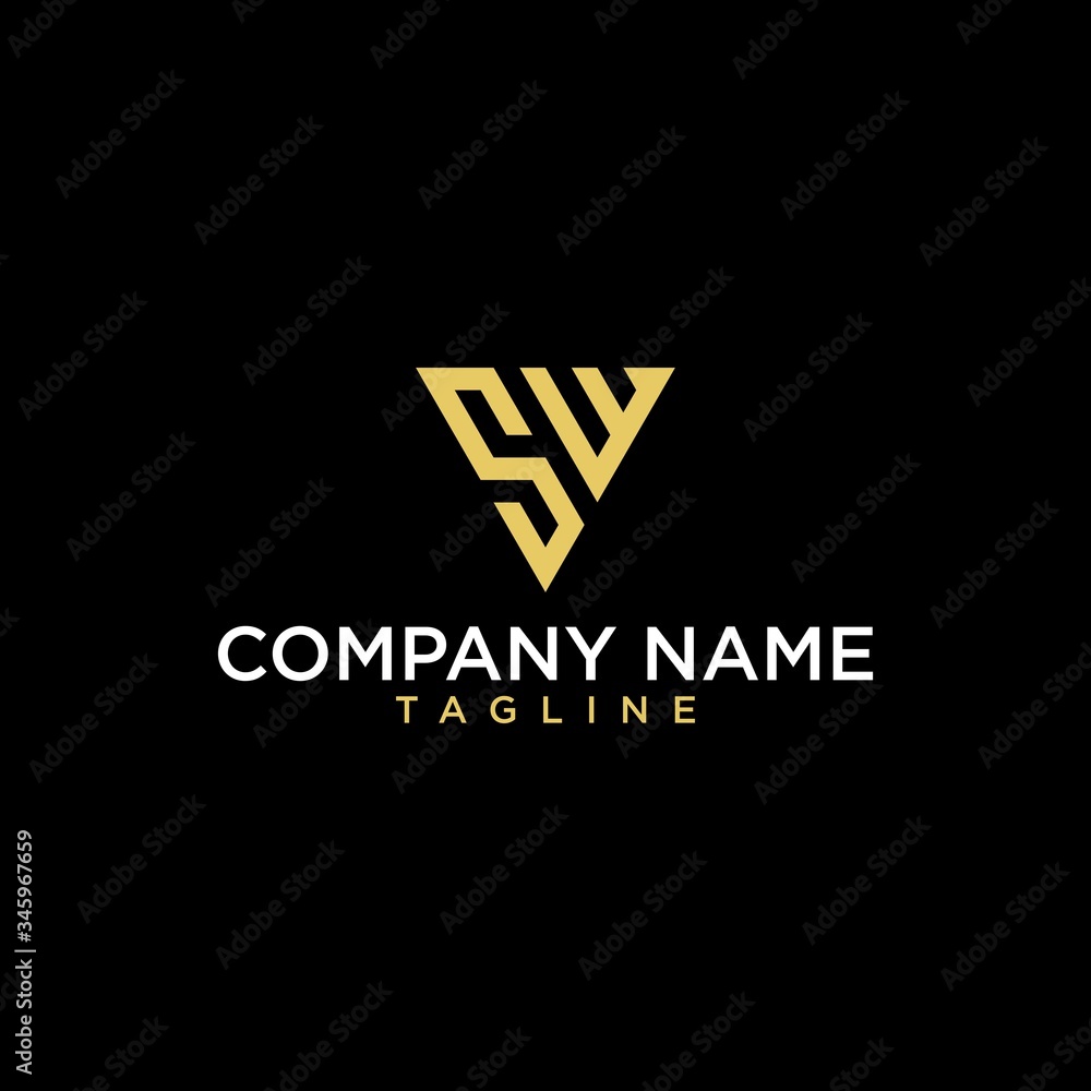 Geometric letter SW or WS logo design. Modern luxury intial logo vector ...