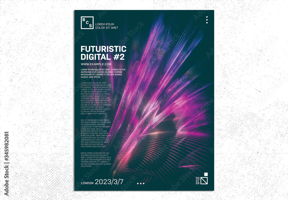 Event Poster Layout with Colorful Light Effect Background Stock ...