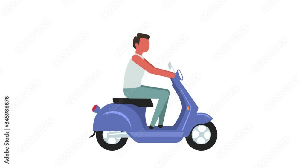 Stick Figure Color Pictogram Man Character Ride Blue Motorcycle ...