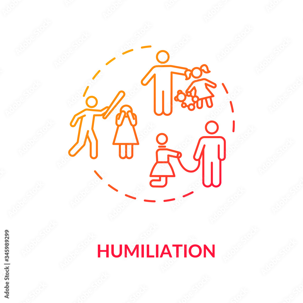 Humiliation concept icon. Children and partner physical and emotional ... Humiliation concept icon. Children and partner physical and emotional ...