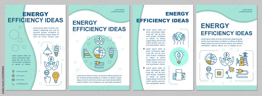 Energy saving ideas brochure template. Electricity waste reduction ...
