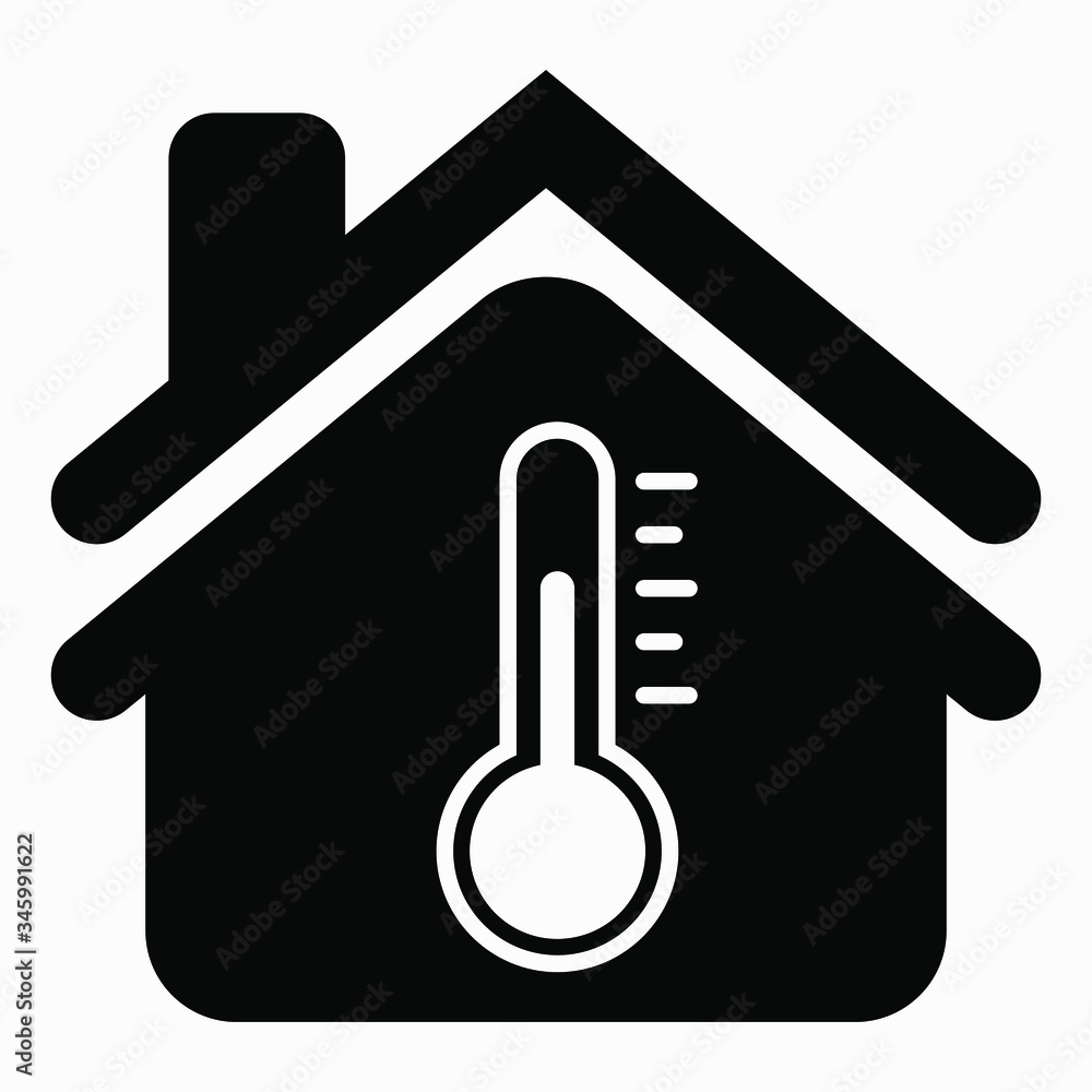 House and thermometer icon. Illustration of the temperature in the ...