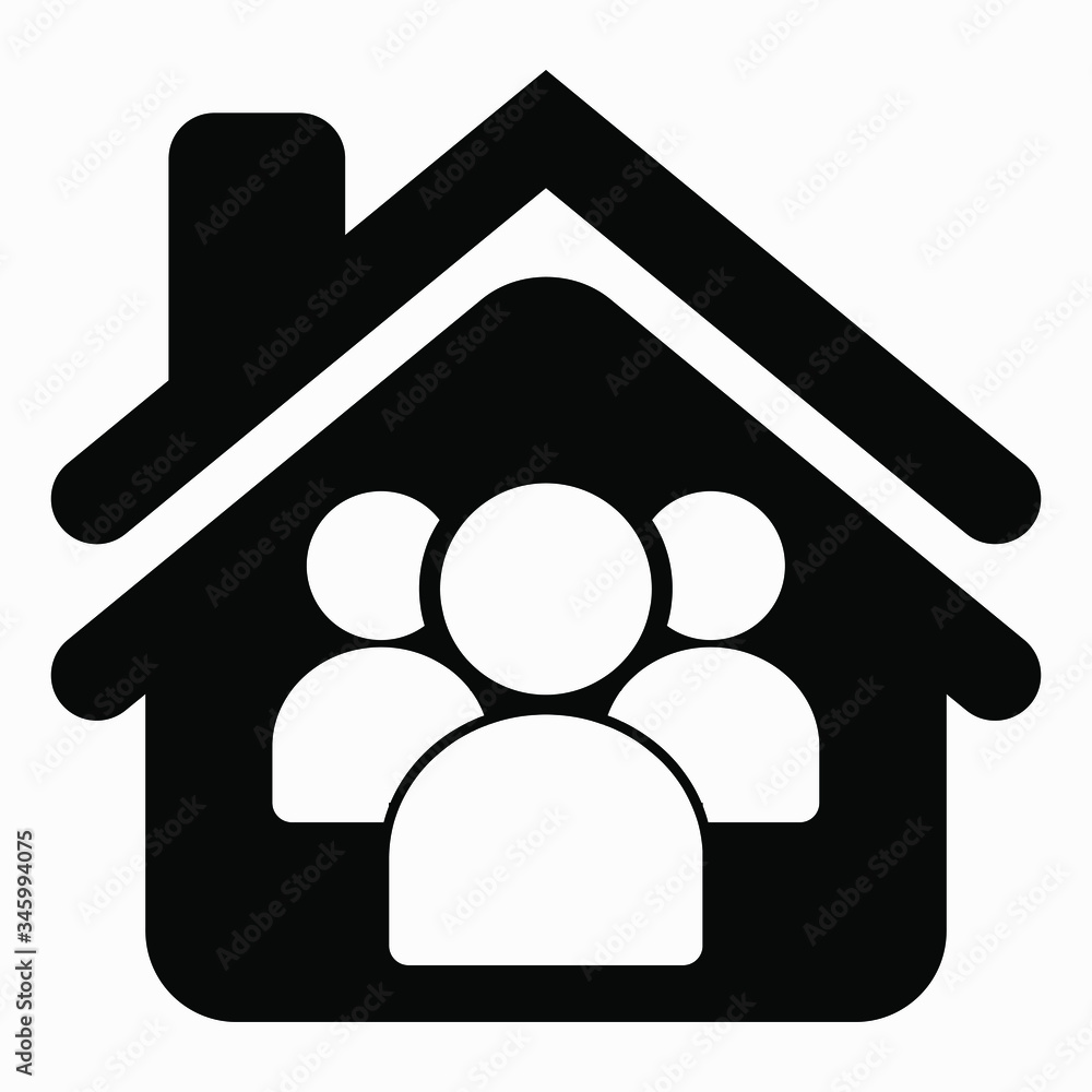 House and people icon. Public place. Cohabitation concept. Public ...