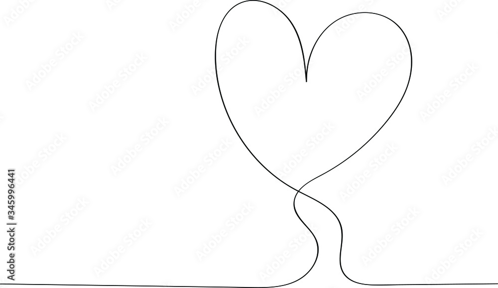 Heart contour in black, illustration for creating a screensaver ...