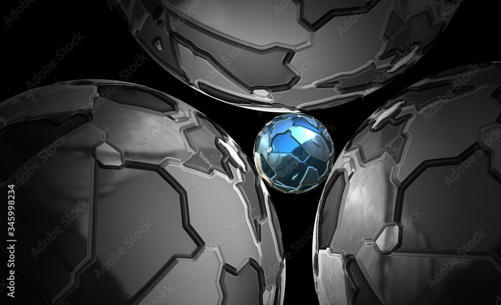 connected futuristic metal 3d spheres Stock Illustration | Adobe Stock