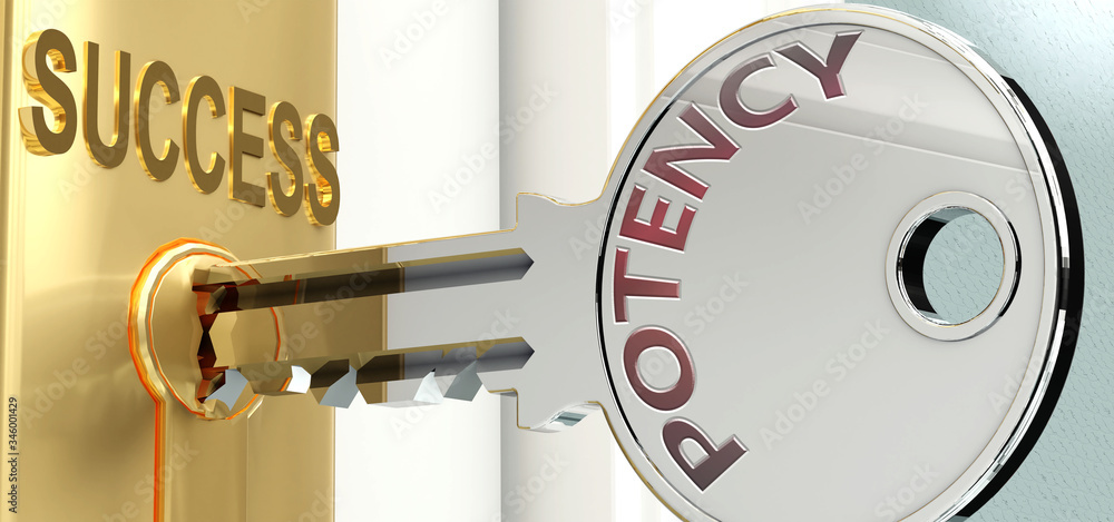 Potency and success - pictured as word Potency on a key, to symbolize ...