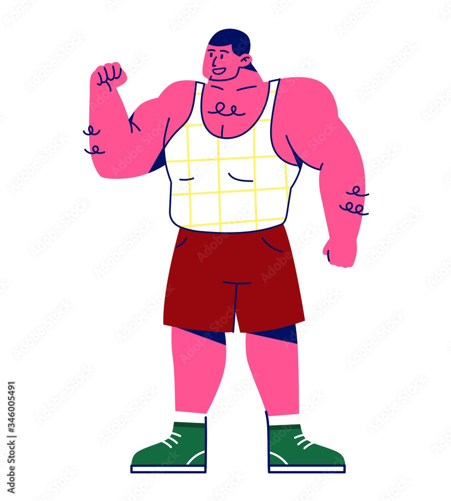 Cartoon characters of strong bodybuilder muscular and strong, character ...