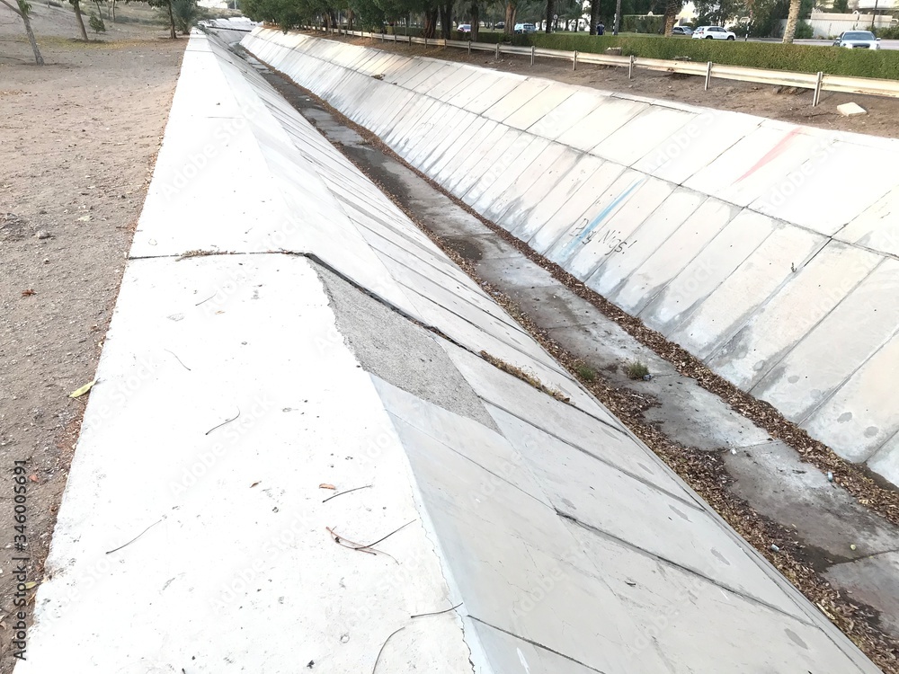 Trapezoidal sectioned storm water drainage made of concrete tiles for ...