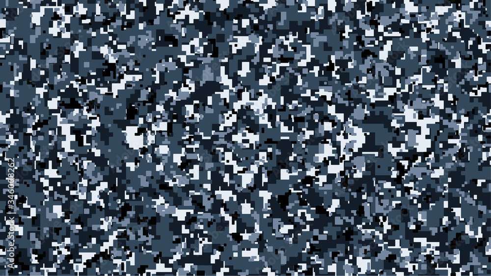 Dark blue, white and black Pixel Camouflage. Digital Camo background ...