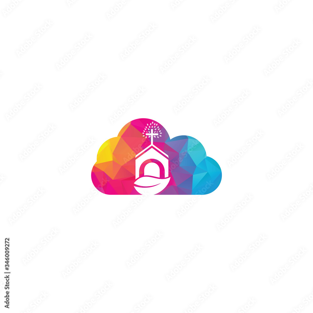 Church building cloud shape concept logo design. Template logo for ...