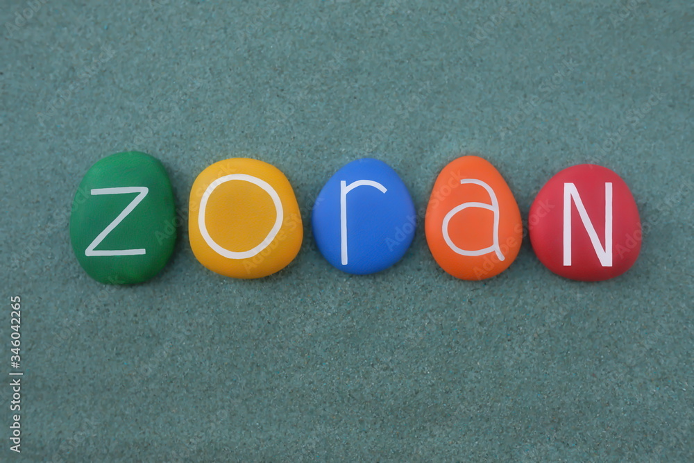 Zoran, common Slavic male given name composed with multi colored stone ...