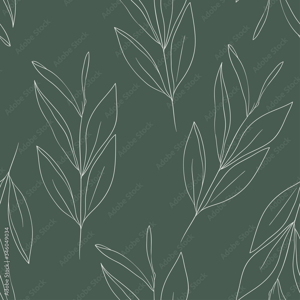 Seamless floral texture with branches and leaves. Vector nature ...