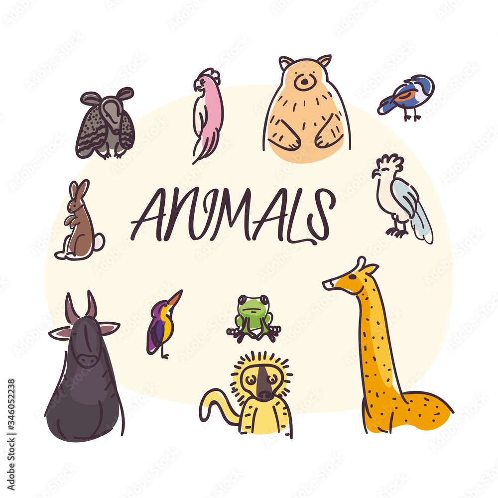 Wild Animals cartoons vector design Stock Vector | Adobe Stock