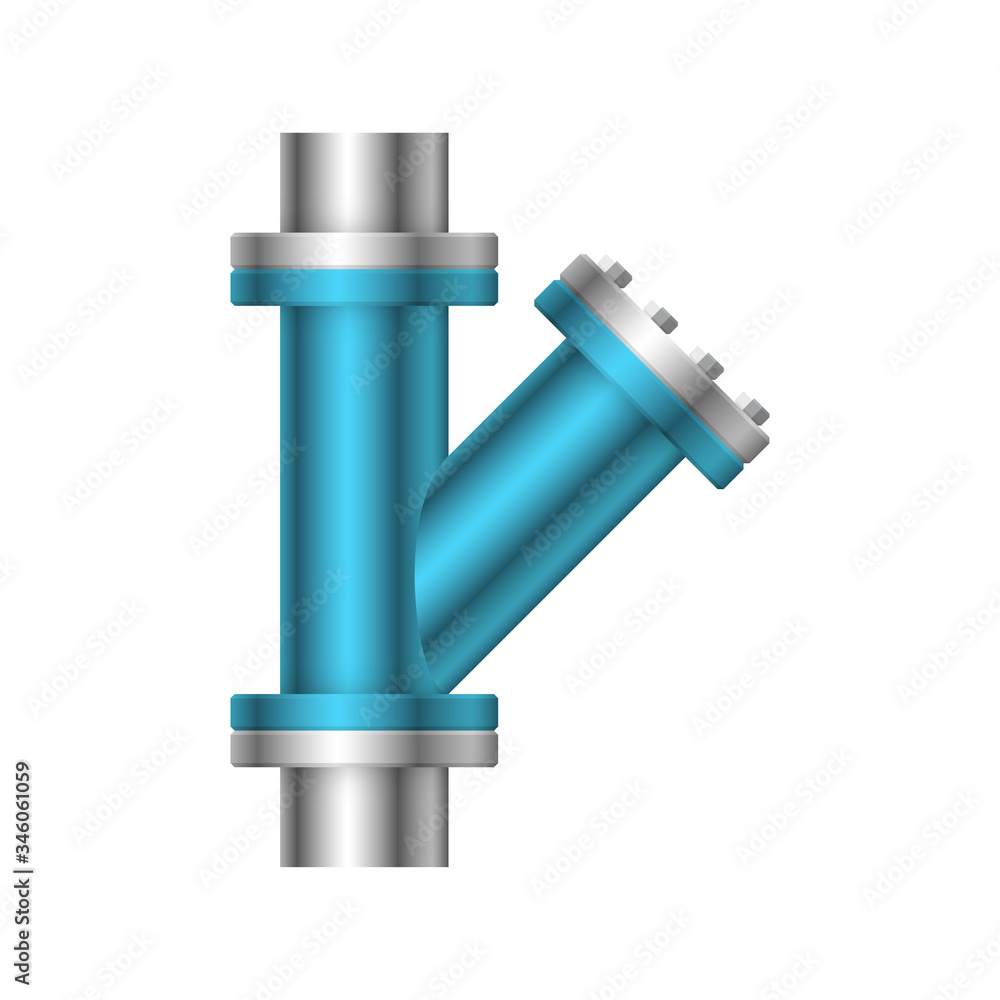 Pipe vector. Connection by flange fitting. For pipeline construction to ...
