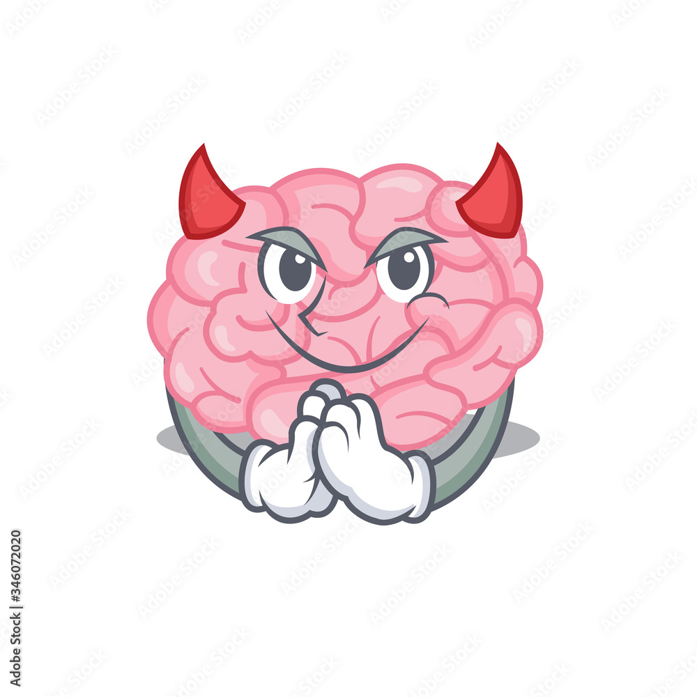 Human brain dressed as devil cartoon character design style Stock ...