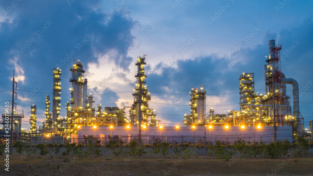 Oil refinery plant from industry zone, oil and gas petrochemical ...
