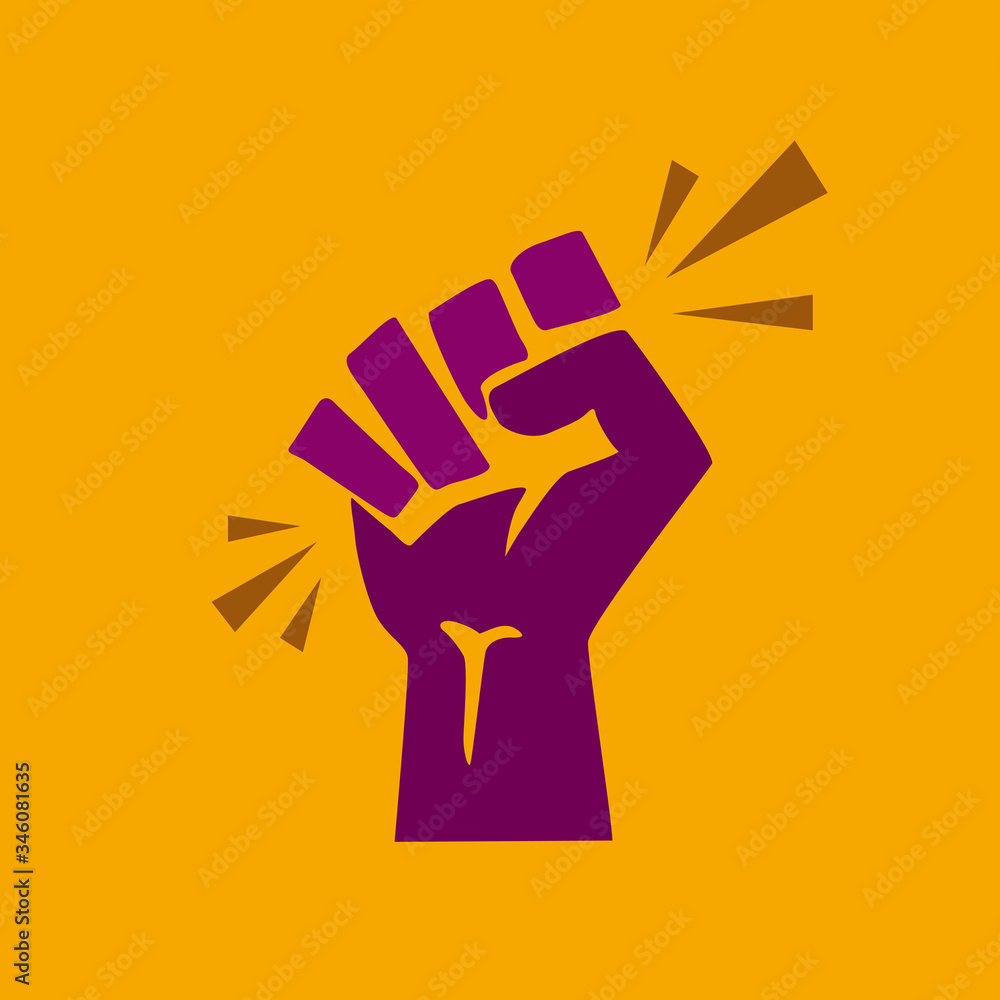 Vector raised hand.Concept of revolution or protest. Closed fist on ...
