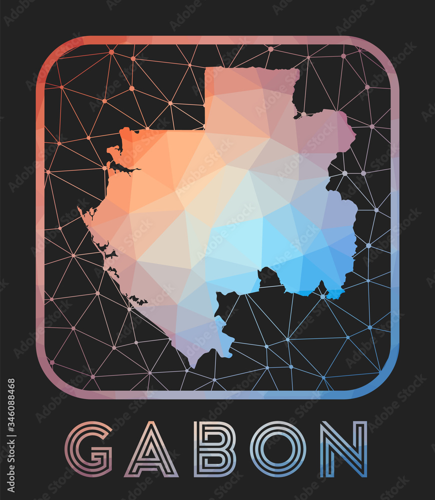 Gabon map design. Vector low poly map of the country. Gabon icon in ...