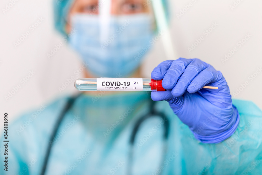 Medical healthcare holding COVID-19 , Coronavirus swab collection kit ...