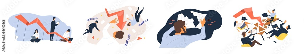 Concept of global financial crisis, business failure, economy crash ...