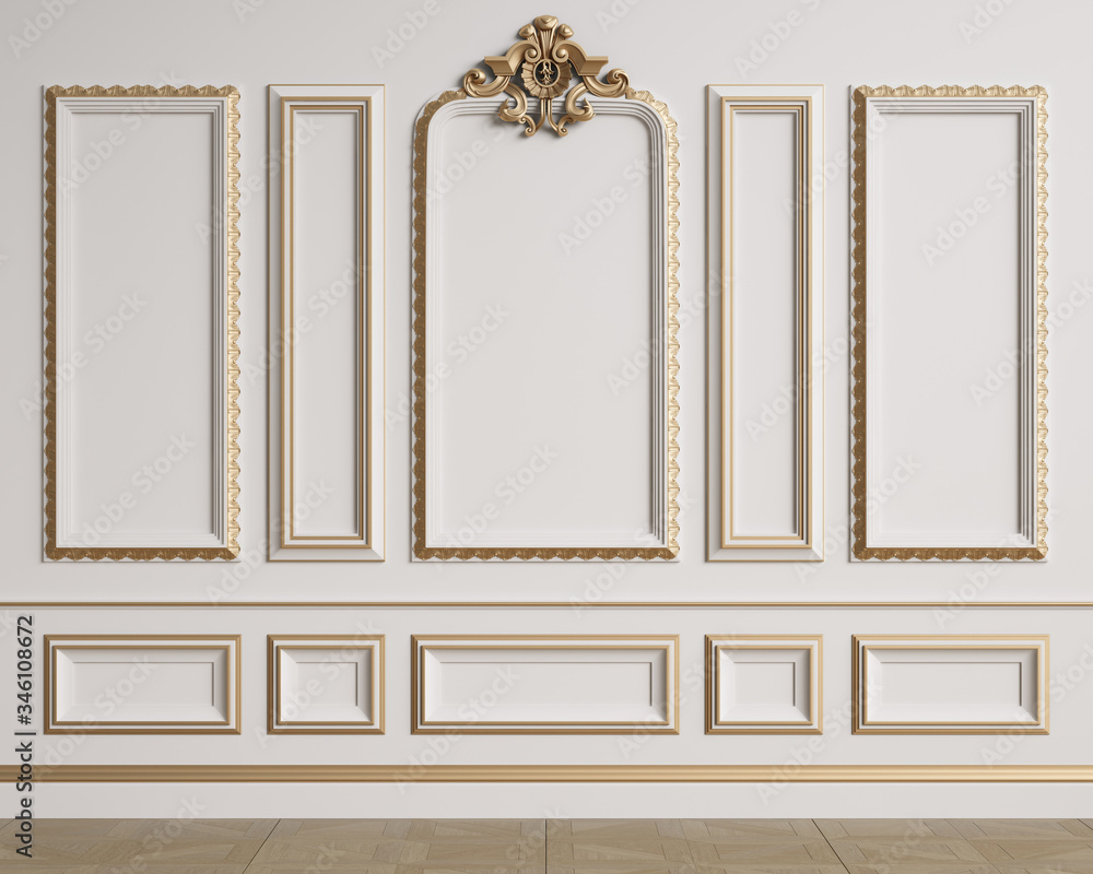 Classic interior wall with mouldings Stock Illustration | Adobe Stock