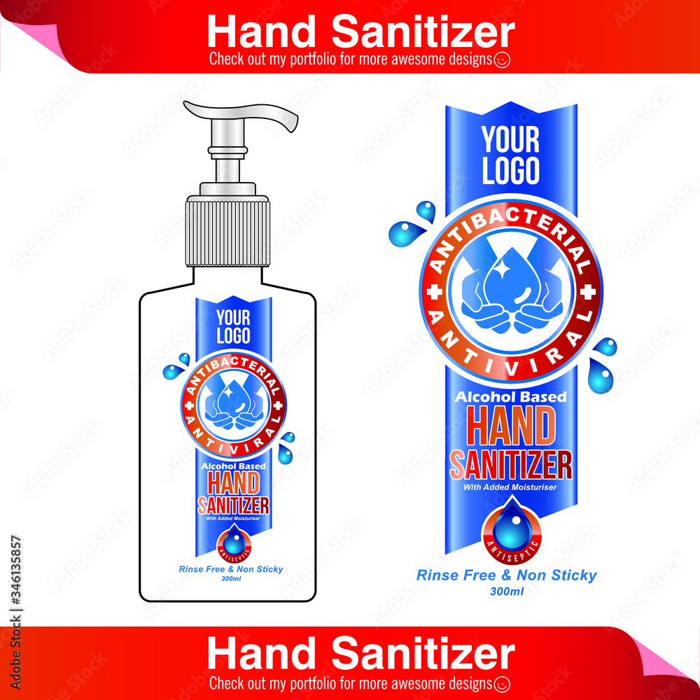Instant alcohol based hand sanitizer label design vector graphic ...