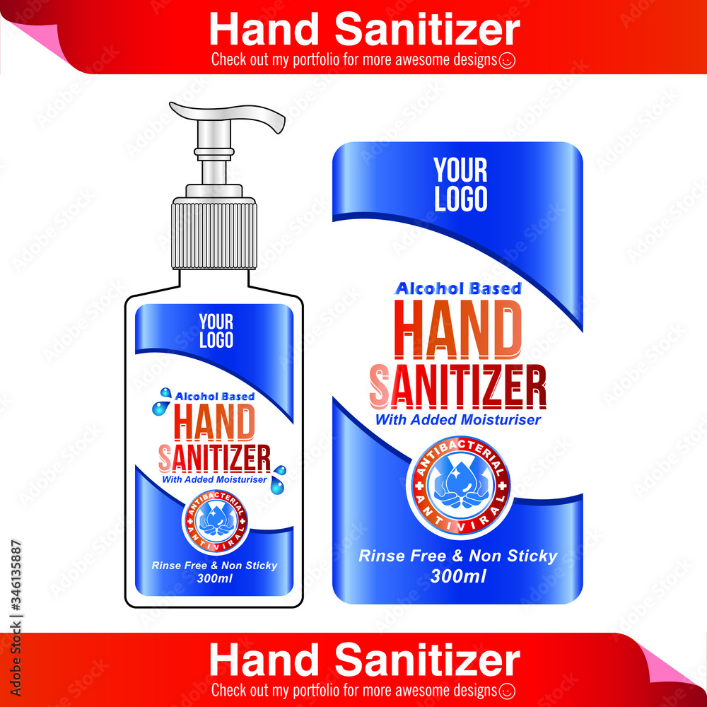 Instant alcohol based hand sanitizer label design vector graphic ...