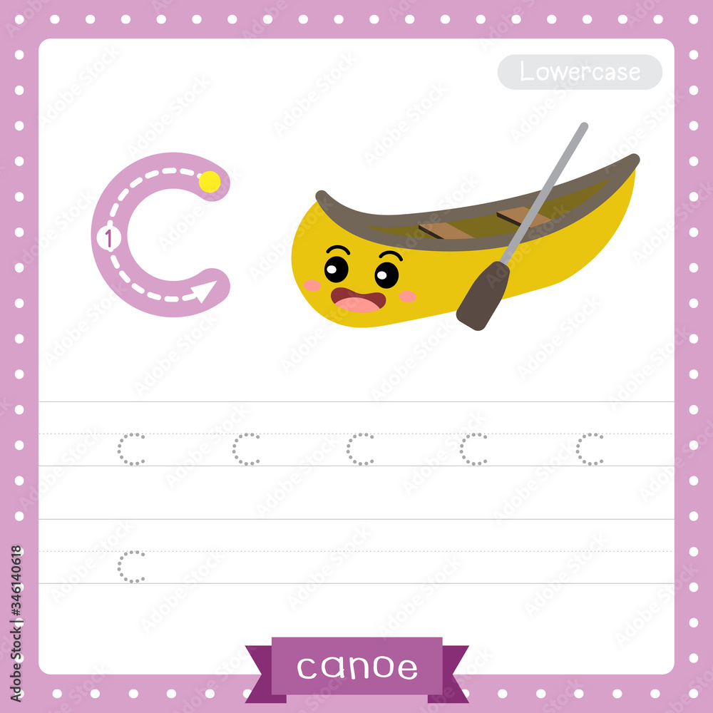 Letter C lowercase tracing practice worksheet. Canoe Stock Vector ...
