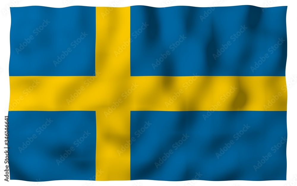 The flag of Sweden. Official state symbol of the Kingdom of Sweden. A ...
