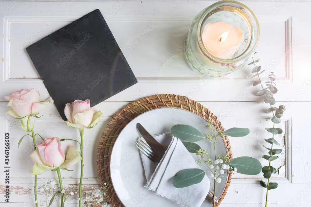 Place setting for a menu Stock Photo | Adobe Stock