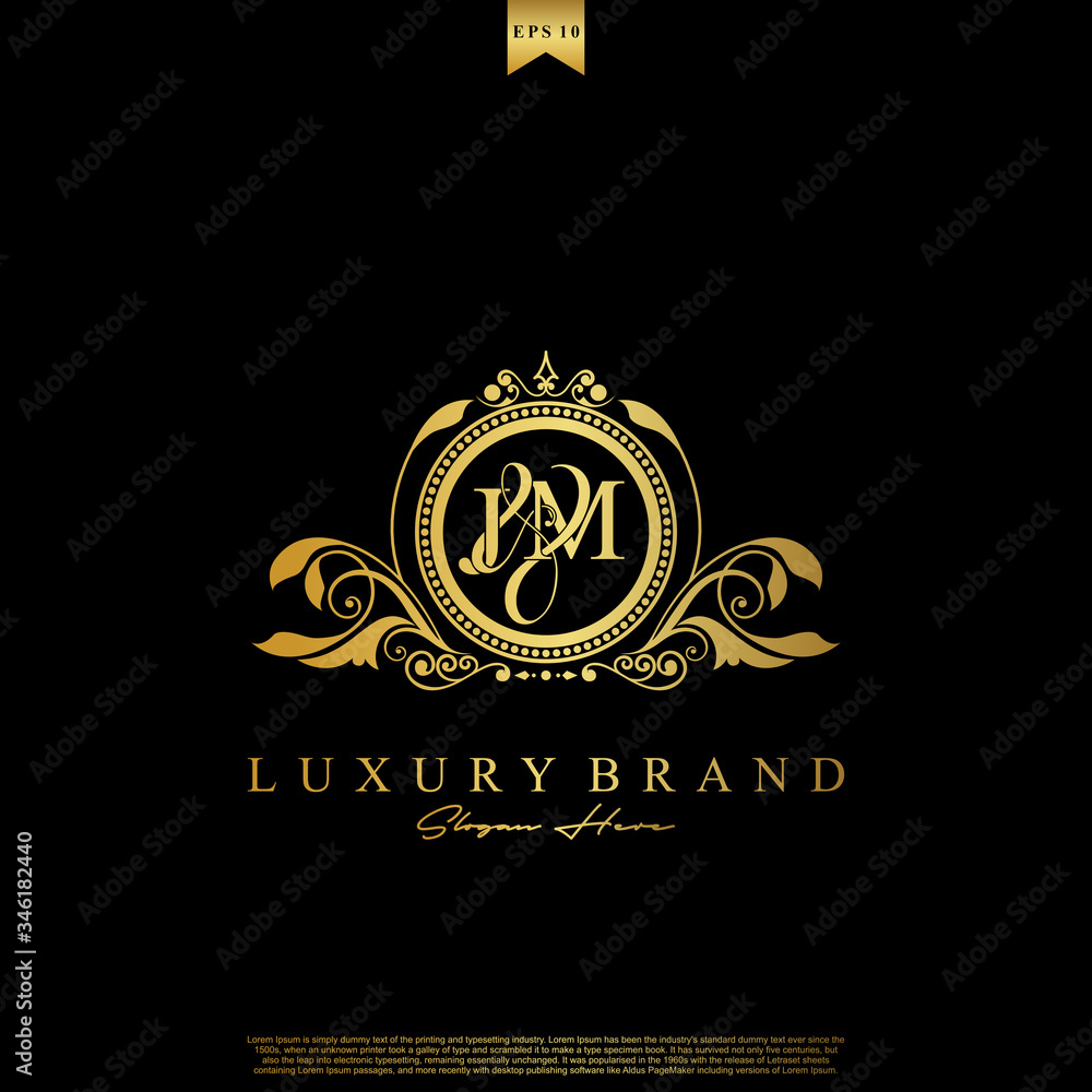 J & M JM logo initial Luxury ornament emblem. Initial luxury art vector ...