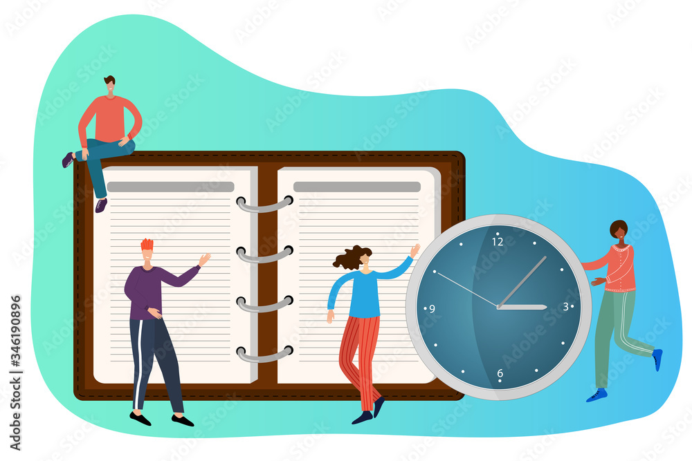 People make a schedule and check it against the clock.Concept of task ...