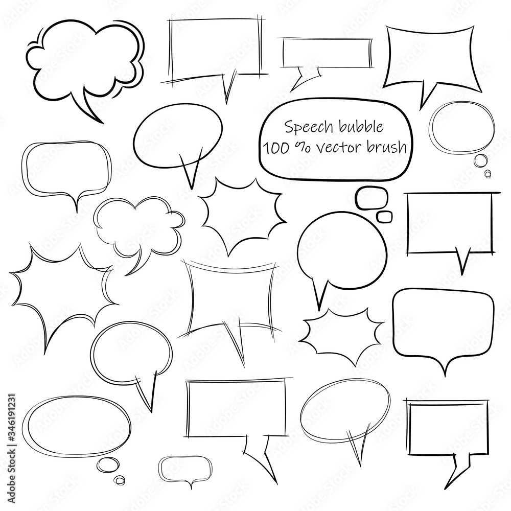Vector sketch style speech bubbles Stock Vector | Adobe Stock