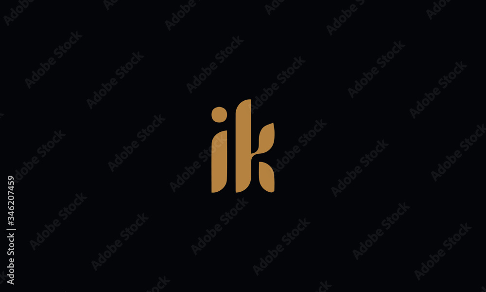 Letter IK with cuts abstract alphabet, font, text, typography, initials ...