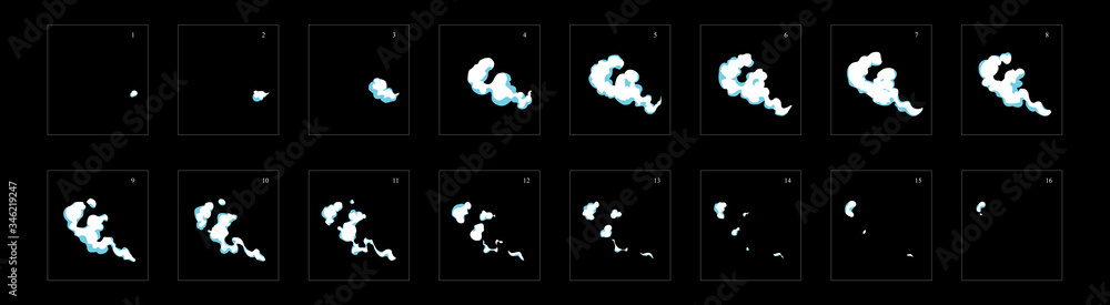 Smoke animation effect. sprite sheet for game, cartoon, motion or ...