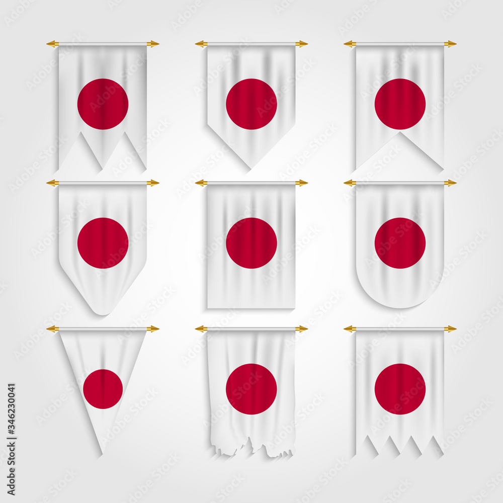 Japan Flag in Different shapes, Flag of Japan in Various Shapes Stock ...