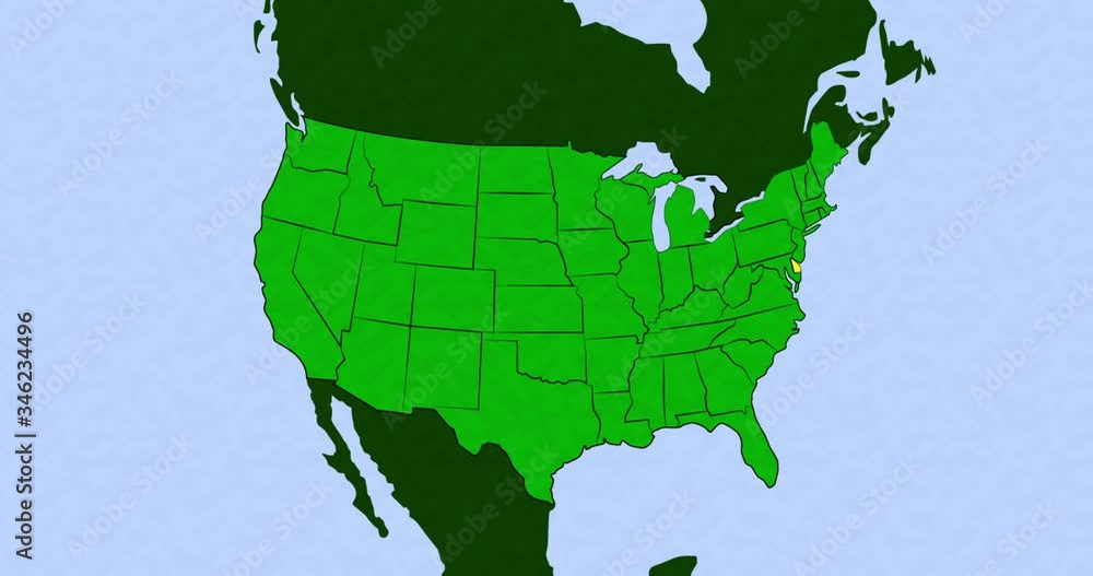 2D Animation of US Map with Delaware Highlighted Stock Video | Adobe Stock