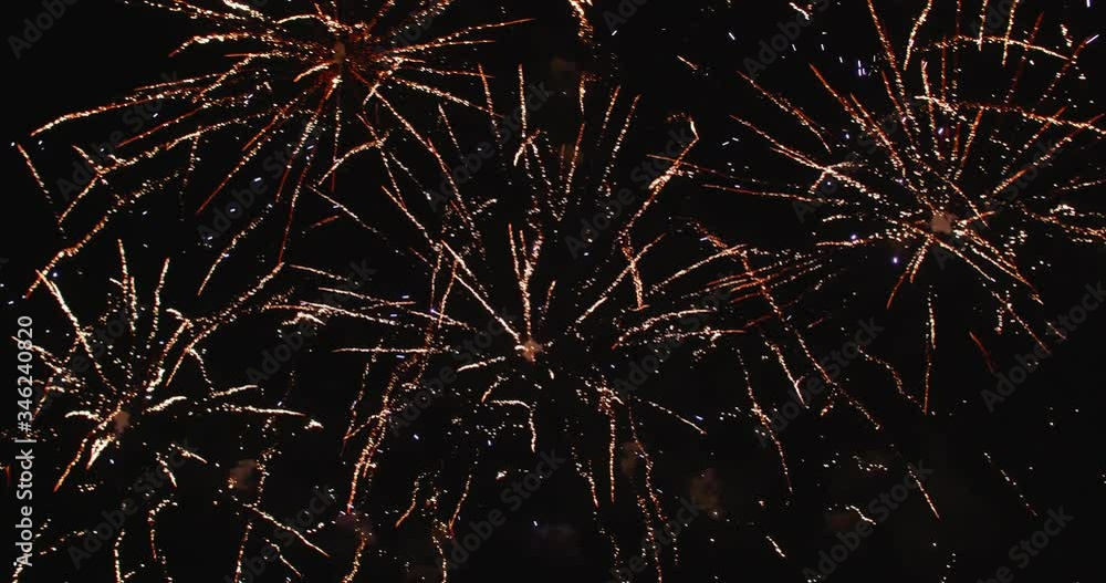 Fireworks in black night sky. Celebrating Independance day anniversary ...