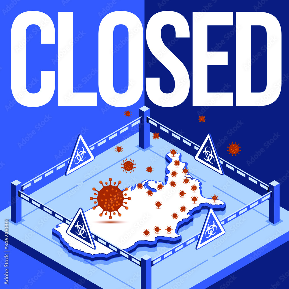 USA silhouette map isometric perspective with closed borders concept ...