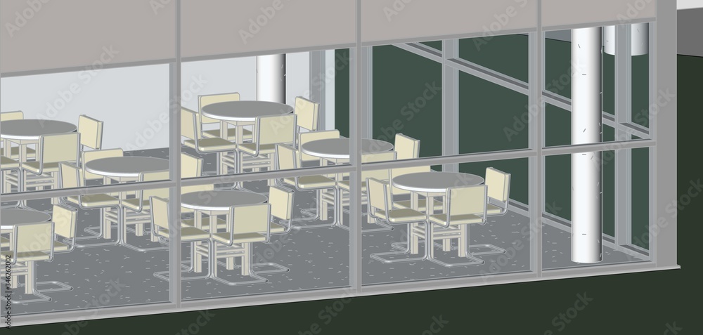 3d digital bim model of a restaurant in perspective Stock Illustration ...