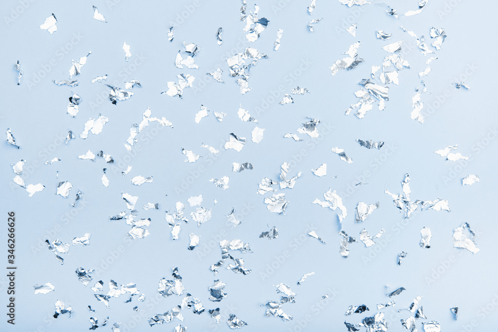 Silver sparkles on blue classic color pastel trendy background, festive ...