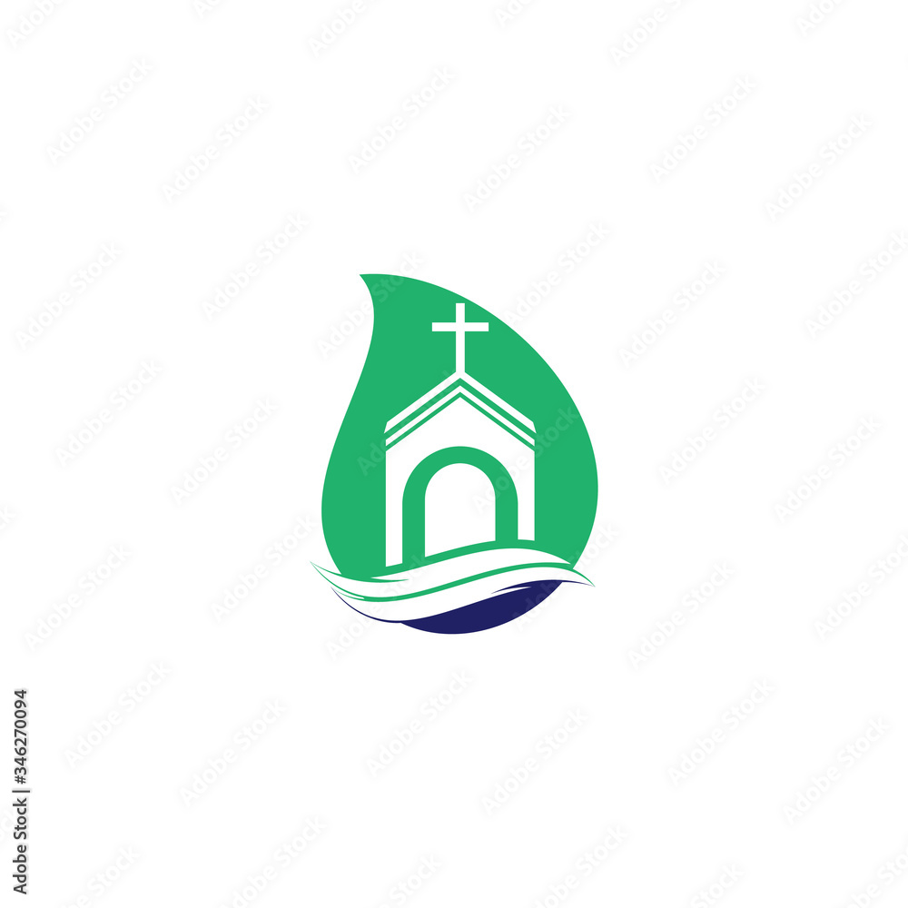 Church building drop shape concept logo design. Template logo for ...