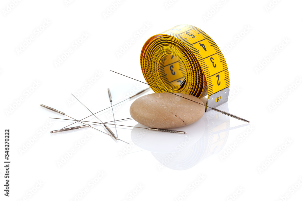 Yellow measuring tape isolated on white background. Measuring tape with ...
