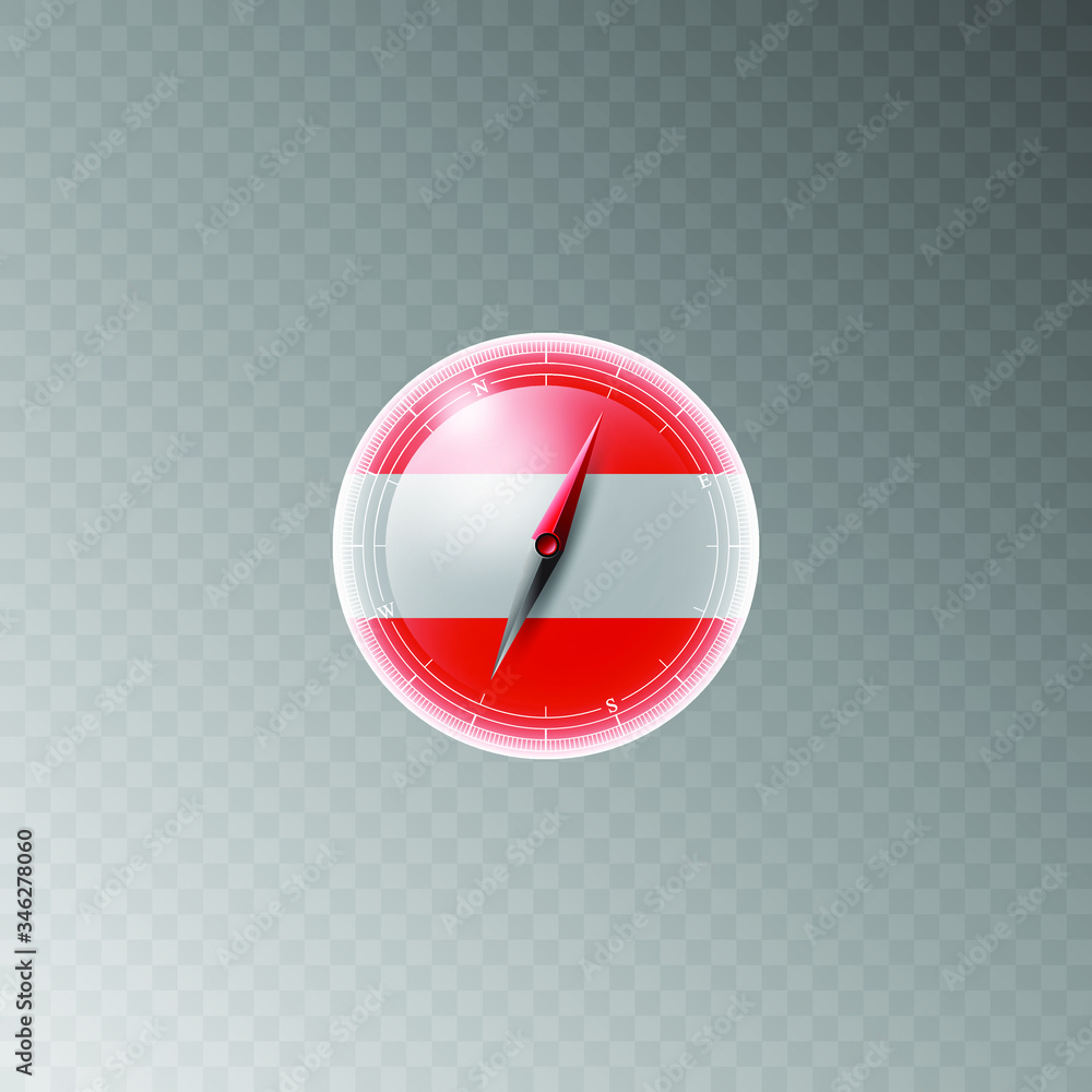 Illustration of a compass with the flag of AUSTRIA on a transparent ...
