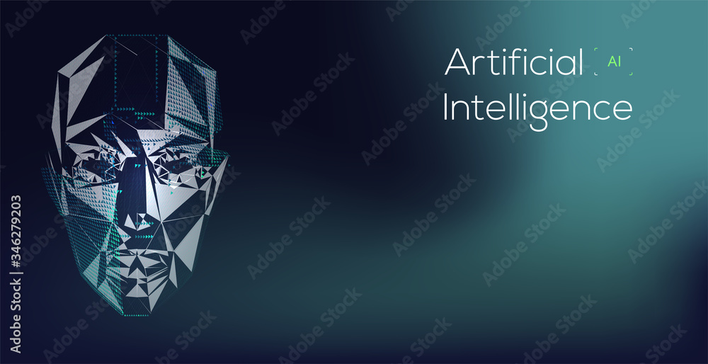 Future of Artificial Intelligence (AI), Human face with AI text made by ...