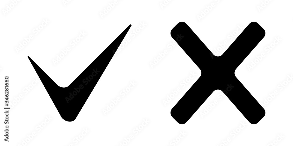 Black check marks icons. The right and wrong symbol. The right and ...