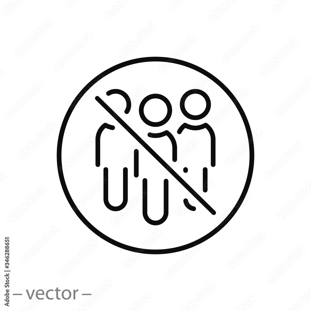 group people forbidden icon vector, no crowd, line symbol on white ...